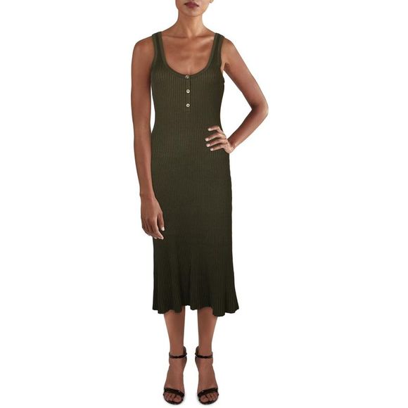 LINI | Dresses | Lini Womens Yara Green Ribbed Textured Tank Bodycon ...